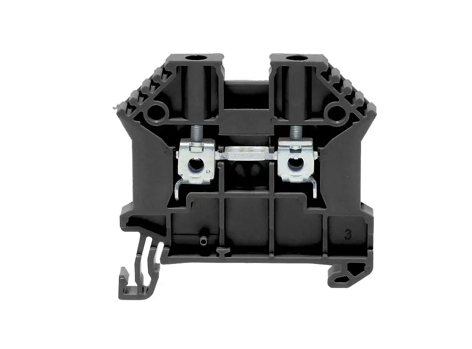 Din mounted feed through screw terminals