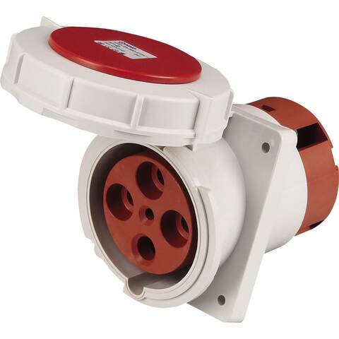 CEE Panel Mount Socket Angled 4 pole 125A 400V 6h IP67