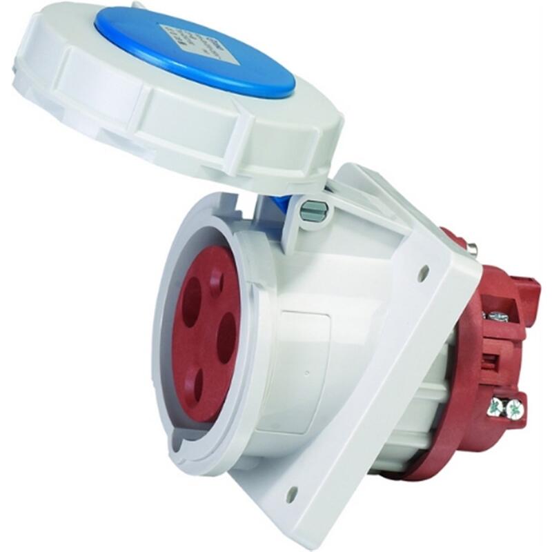 CEE Panel Mount Socket Angled 3 pole 125A 230V 6h IP67