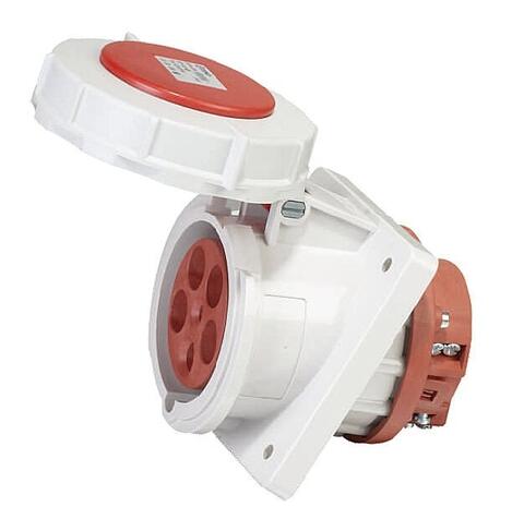 CEE Panel Mount Socket Angled 5 pole 125A 400V 6h IP67