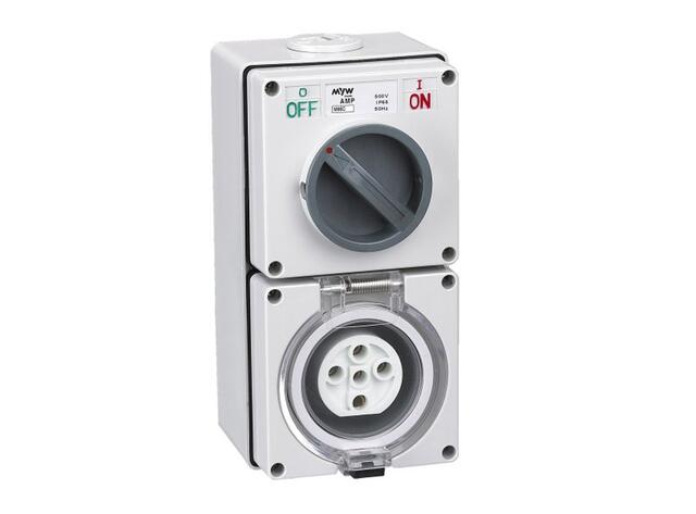 5 Pin 50A 500V Round Pin Switched Socket Combination