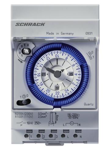 Schrack 24 hour quartz time clock switches with 200 hour battery back ...
