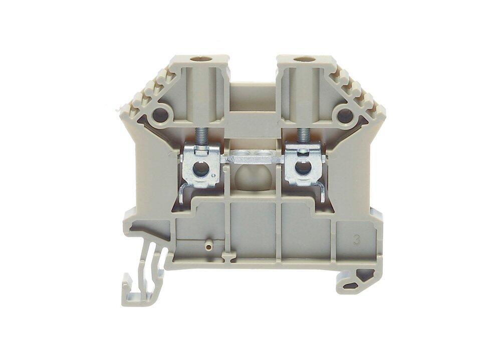 Din mounted feed through screw terminals