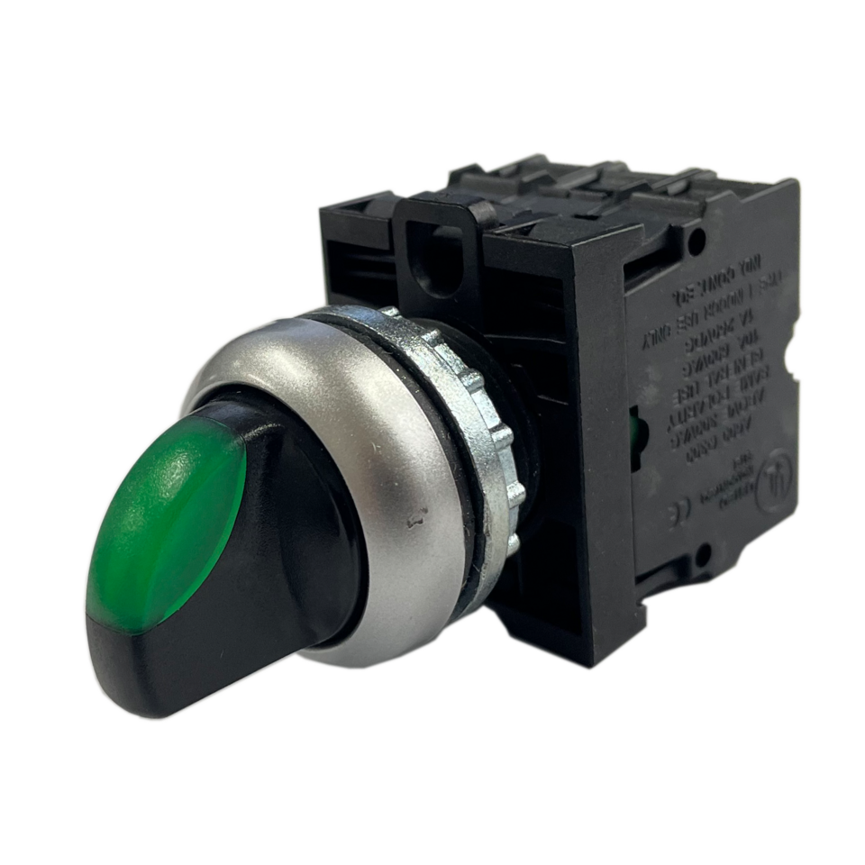 M22 Illuminated Selector Switch, Green LED