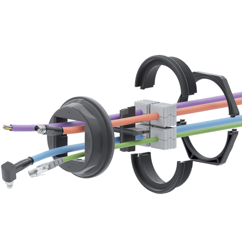 Modular cable entry for cables with plugs from Conta-Clip