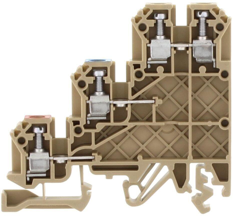 Din mounted triple deck terminals