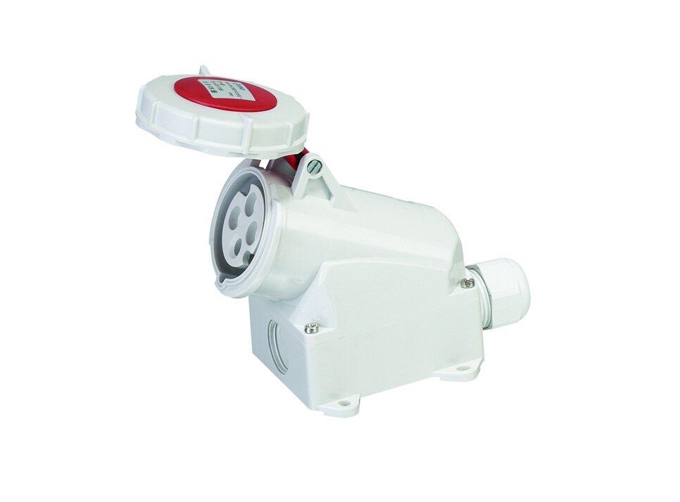 CEE Wall Mount Socket 4 pole 32A 400V 6h IP67