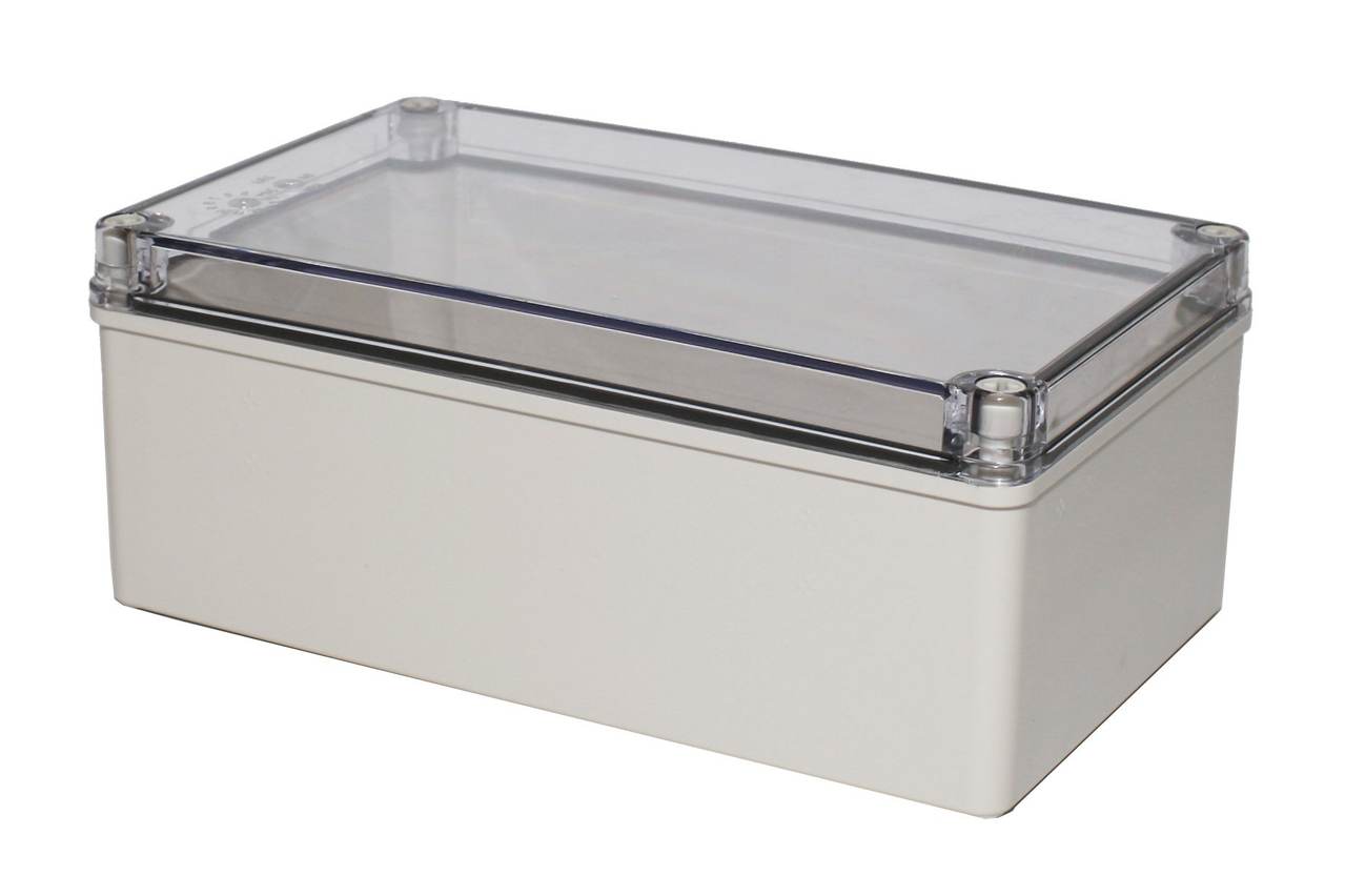 250 x 150 x 100mm Enclosure Grey ABS Base & Clear PC Lid