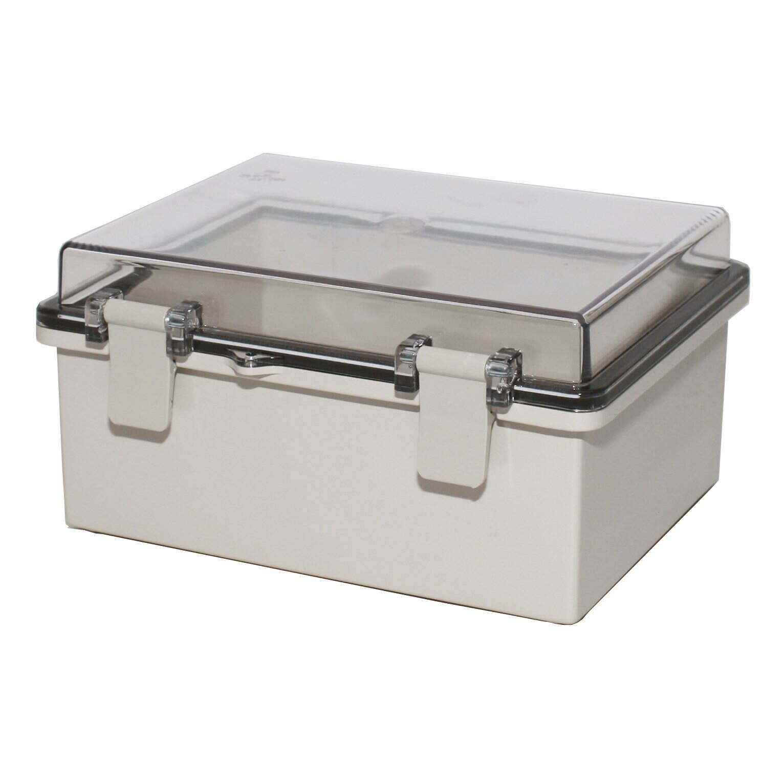 220 x 170 x 110mm Hinged Enclosure Grey ABS Base & Clear PC Lid
