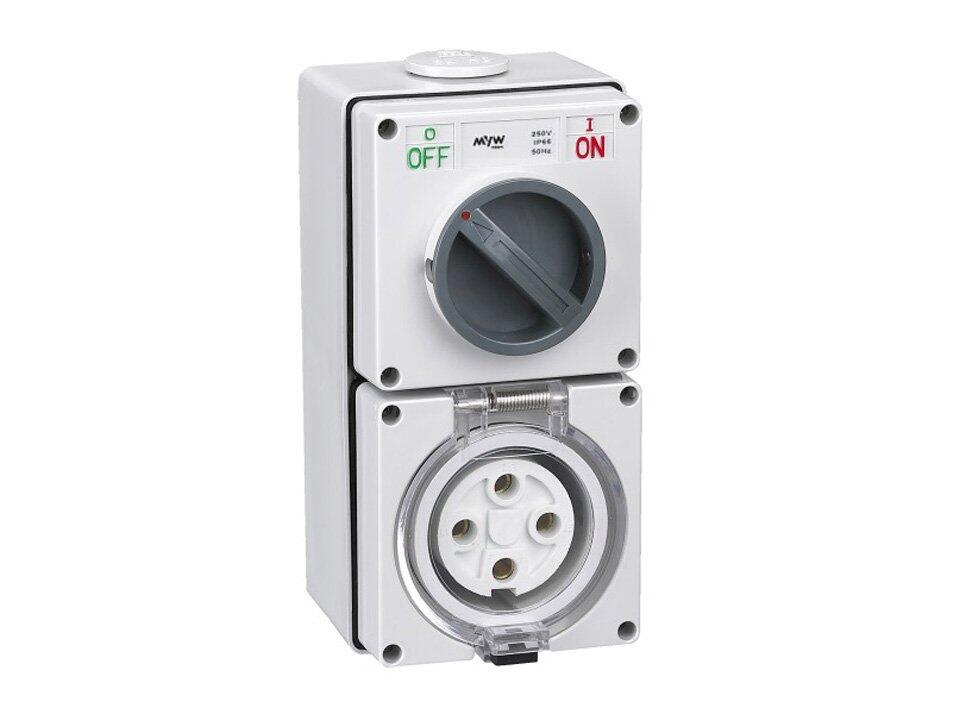 4 Pin 40A 500V Round Pin Switched Socket Combination