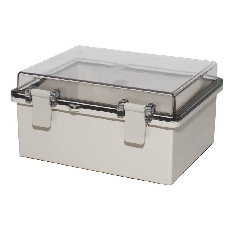 220 x 170 x 110mm Hinged Enclosure Grey ABS Base & Clear PC Lid