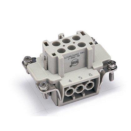 6 pole & earth industrial multipole connector housings and inserts