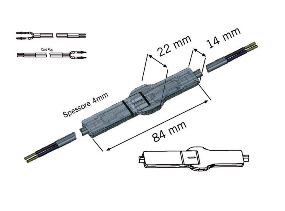 2 Pole Inline Socket Ultra Flat 6A 230V