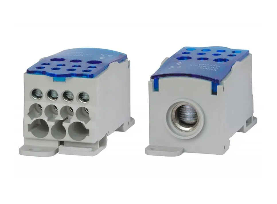 Distribution blocks for power distribution and battery systems