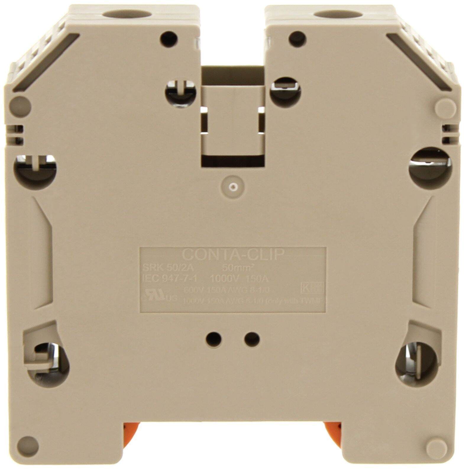 Din mounted feed through screw terminals