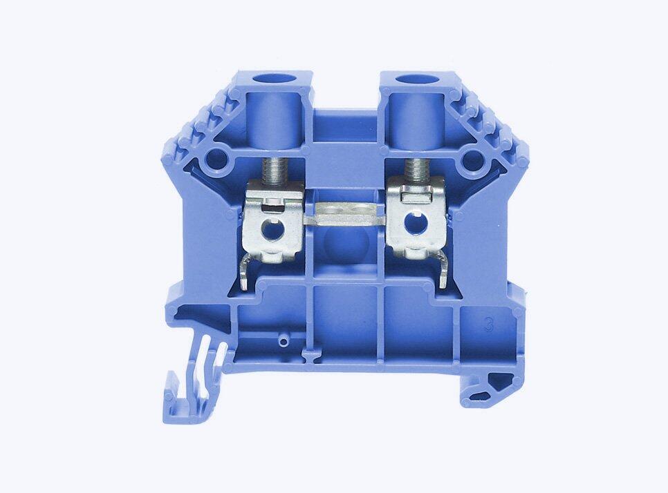 Din mounted feed through screw terminals