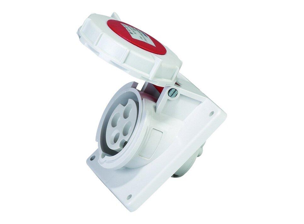 CEE Panel Mount Socket Angled 4 pole 16A 400V 6h IP67