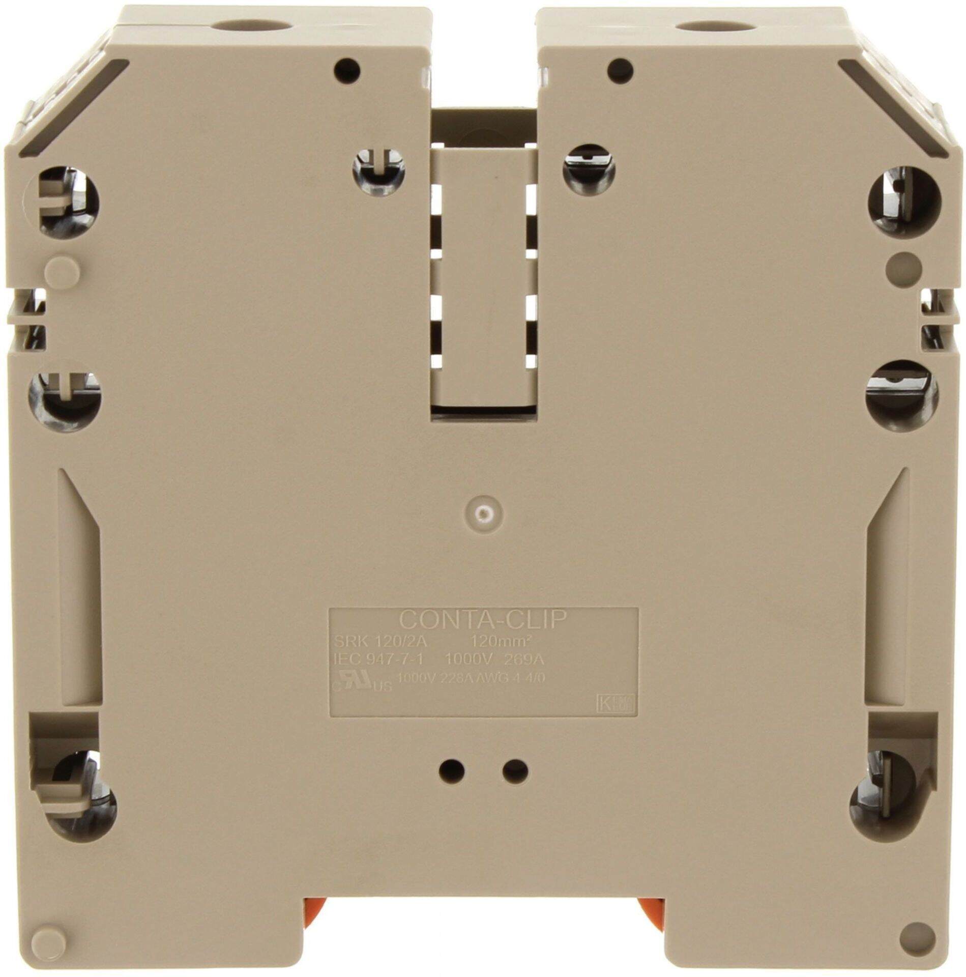 Din mounted feed through screw terminals