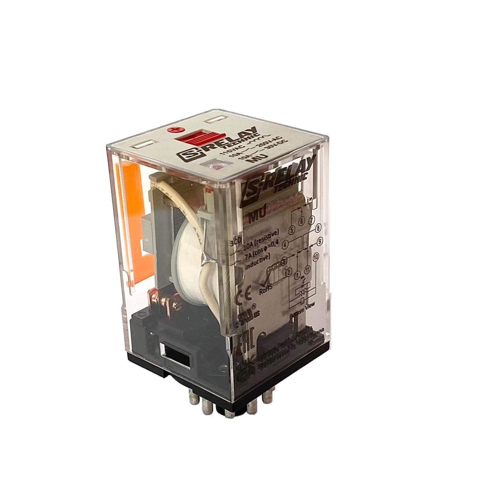 PLUG-IN Relay 8 pin 2 C/O 230 VAC 10A