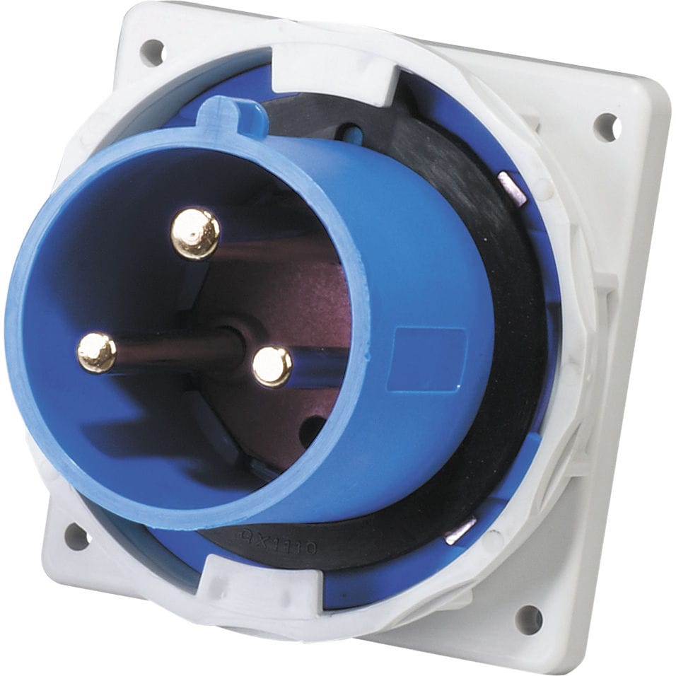 CEE Panel Mount Plug 3 pole 63A 230V 6h IP67