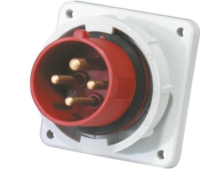CEE Panel Mount Plug 4 pole 125A 400V 6h IP67