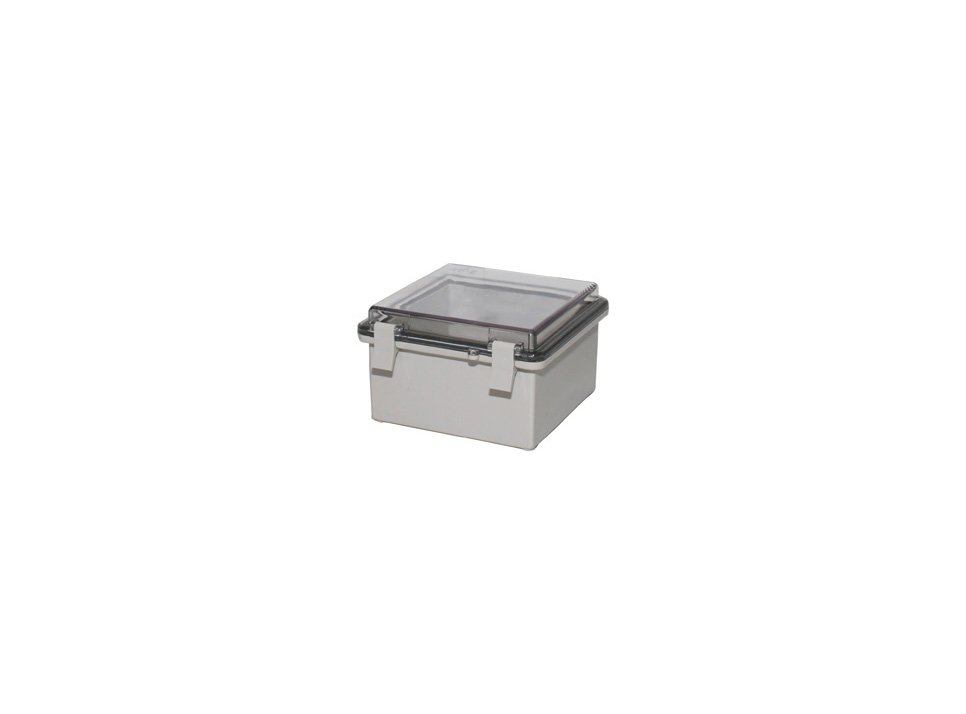 150 x 150 x 90mm Hinged Enclosure Grey ABS Base & Clear PC Lid