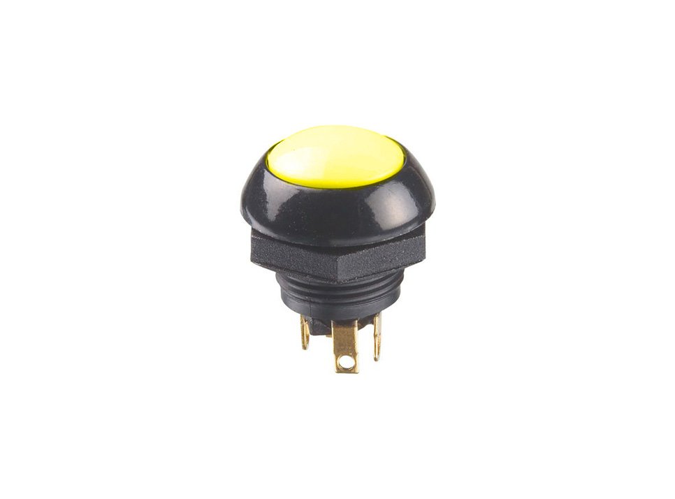 Sealed Flush Dome Momentary Double Pole Pushbutton Yellow