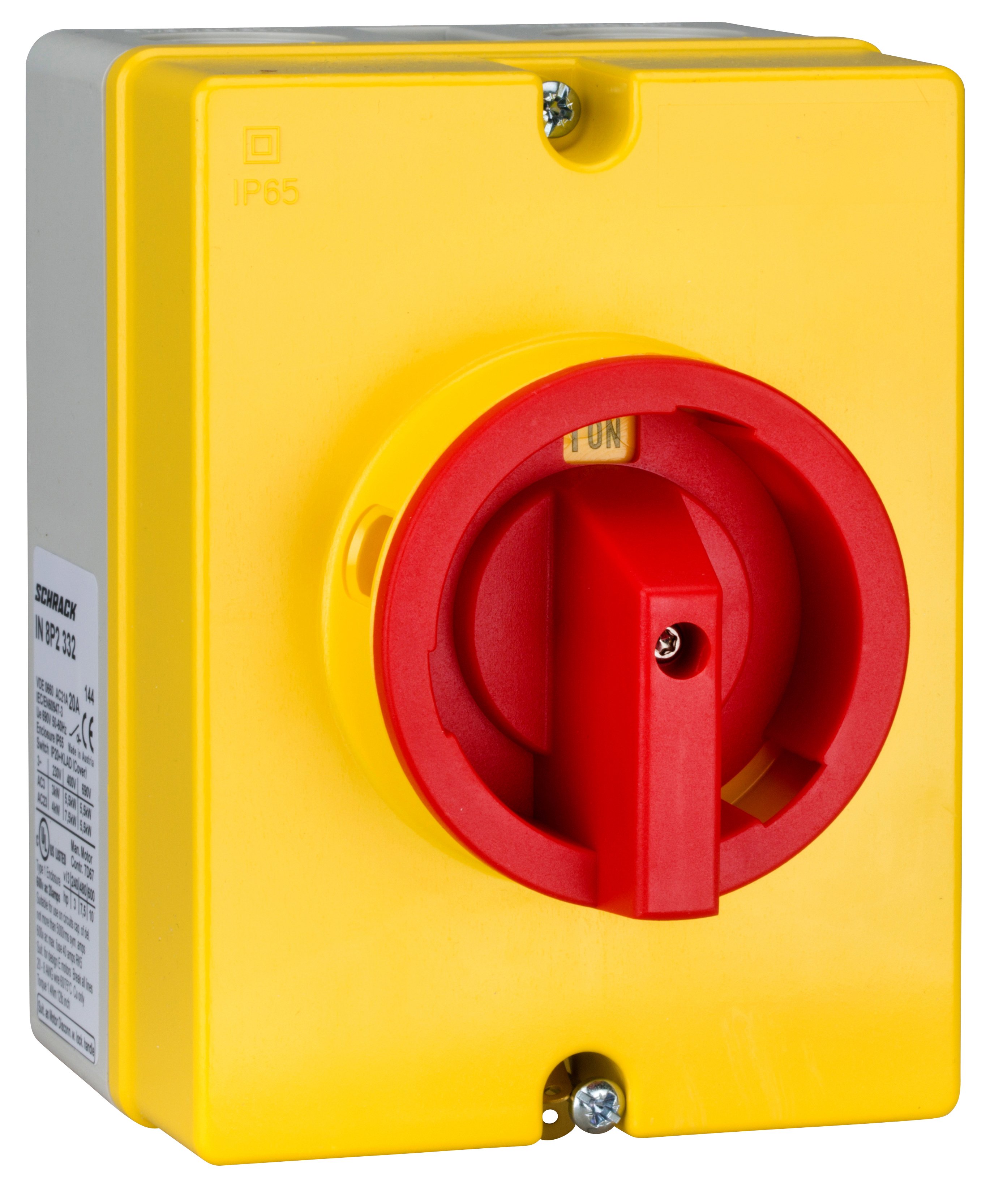Main switch 3 pole, 63A, 22kW, Enclosed