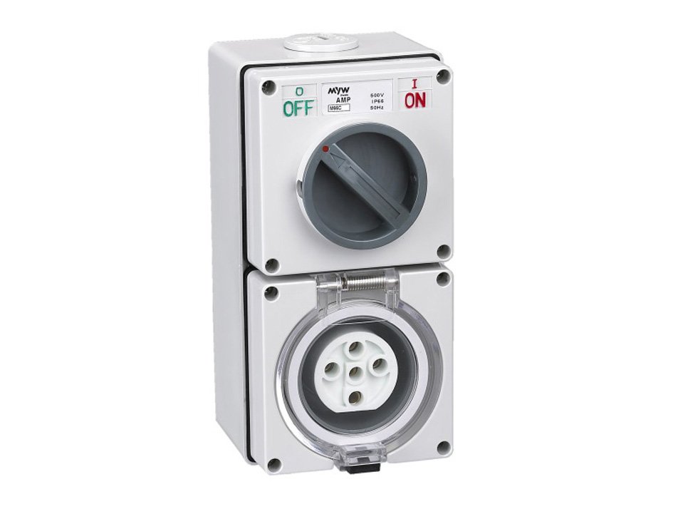 5 Pin 20A 500V Round Pin Switched Socket Combination