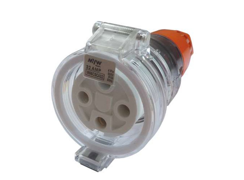 4 Pin 40A 500V Round Pin Extension Socket