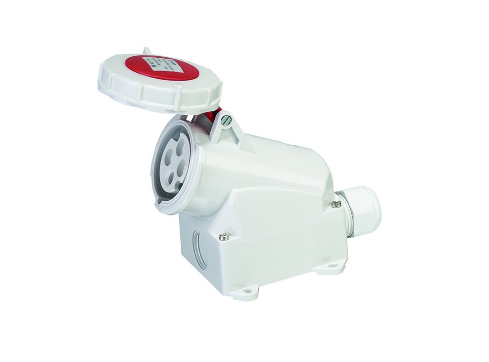 CEE Wall Mount Socket 4 pole 63A 400V 6h IP67