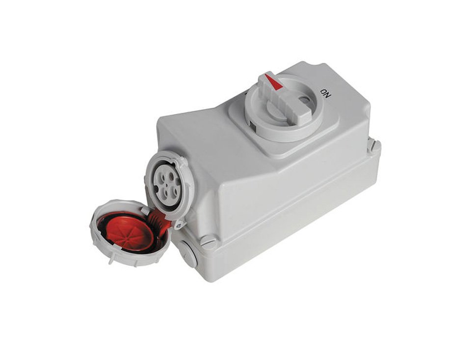 CEE Switched Interlock Socket 4 pole 32A 400V 6h IP67