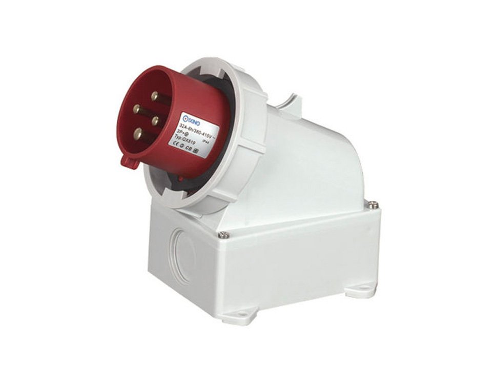 CEE Plug Wall Mount 4 pole 63A 400V 6h IP67