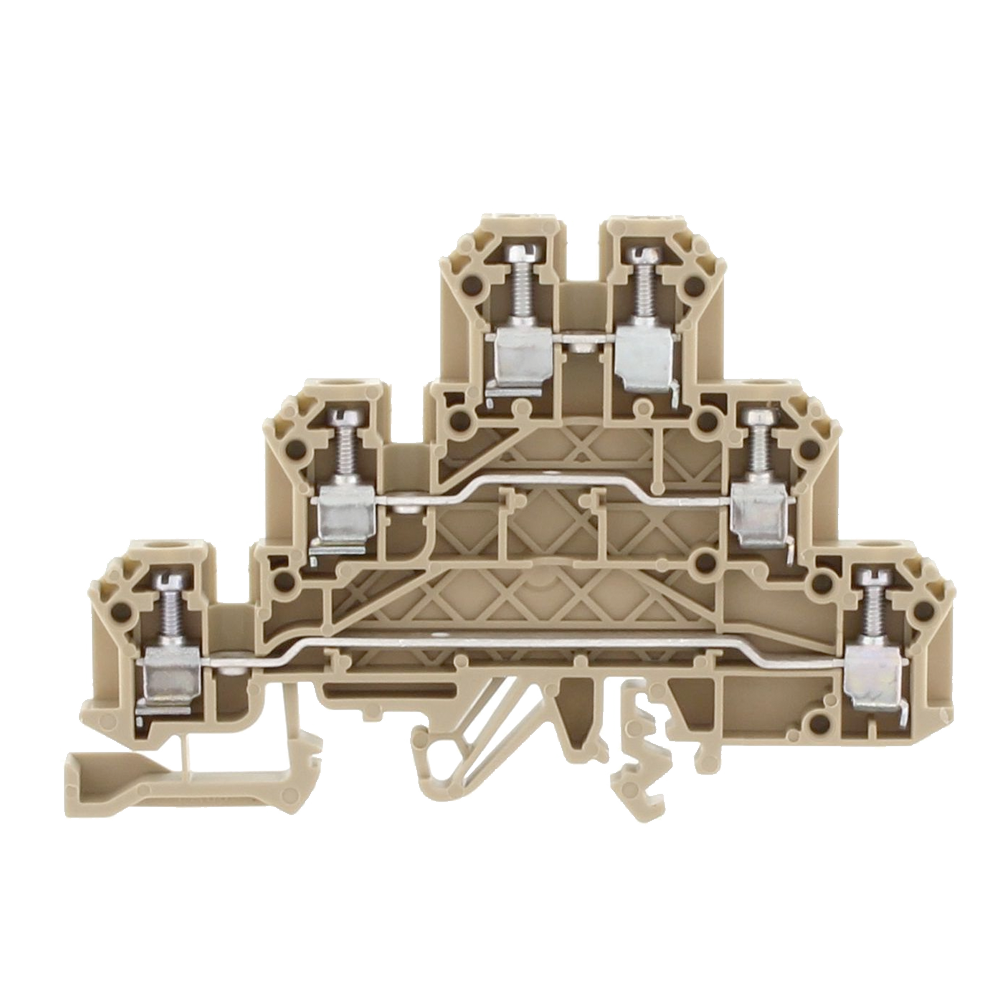 Din mounted triple deck terminals