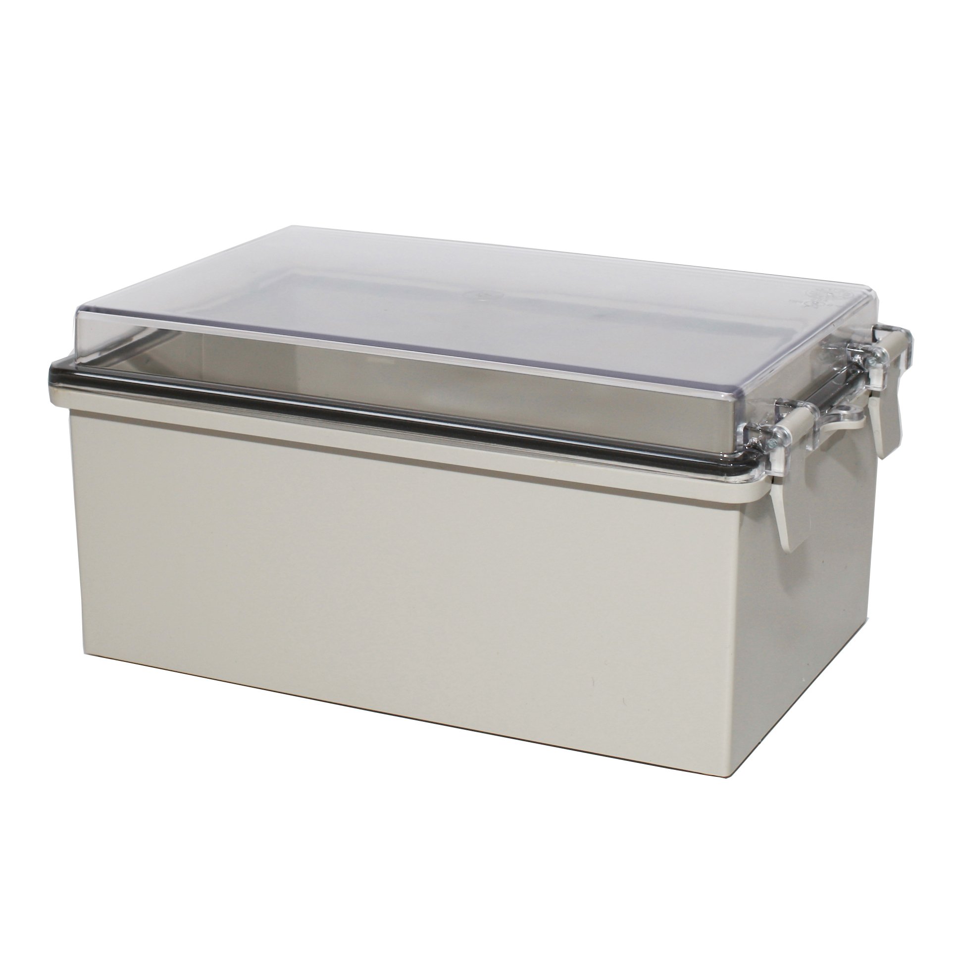 190 x 290 x 140mm Hinged Enclosure Grey ABS/PC Base & Clear PC Lid