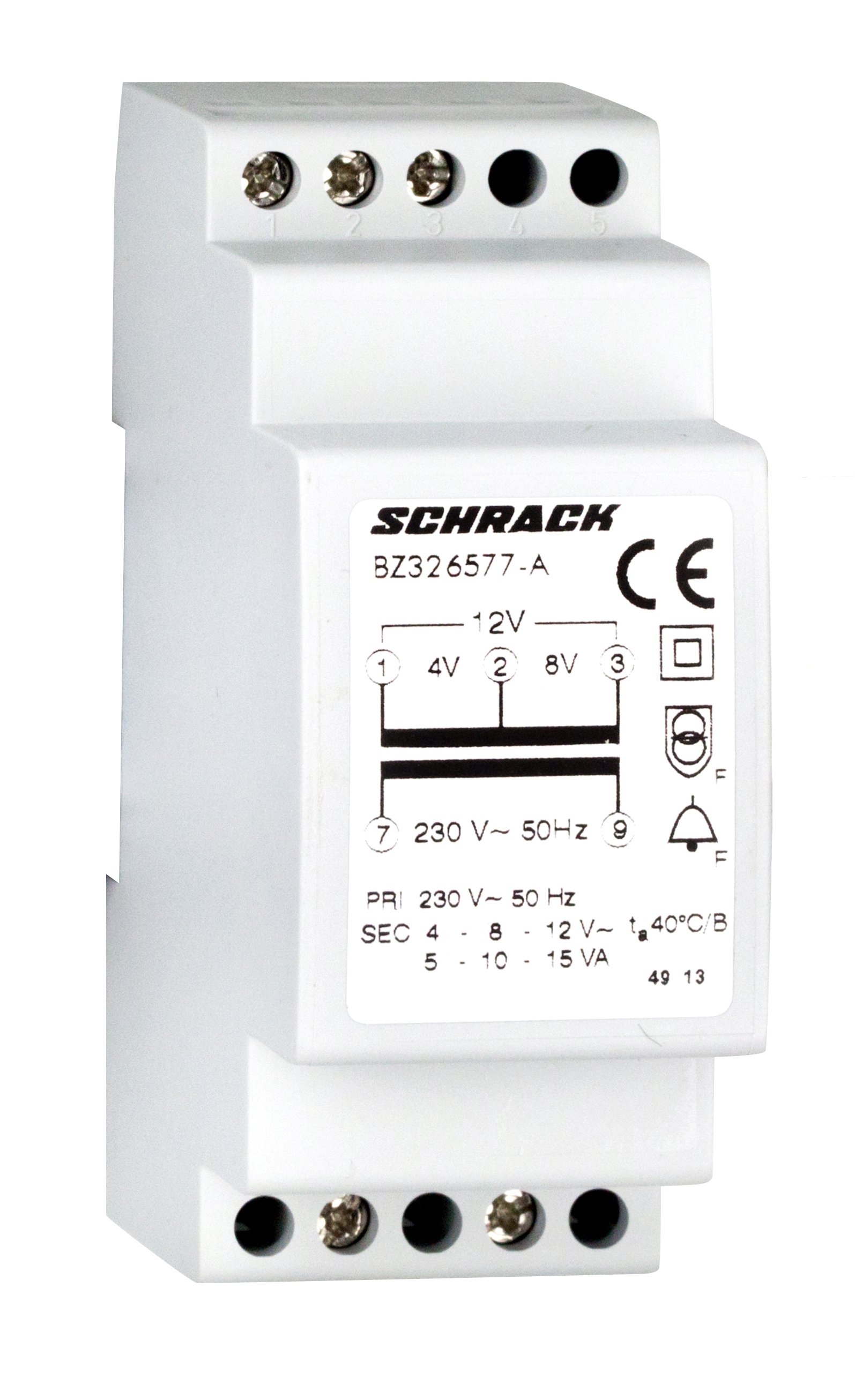 Din Rail Mounted Modular Bell Transformer 15VA